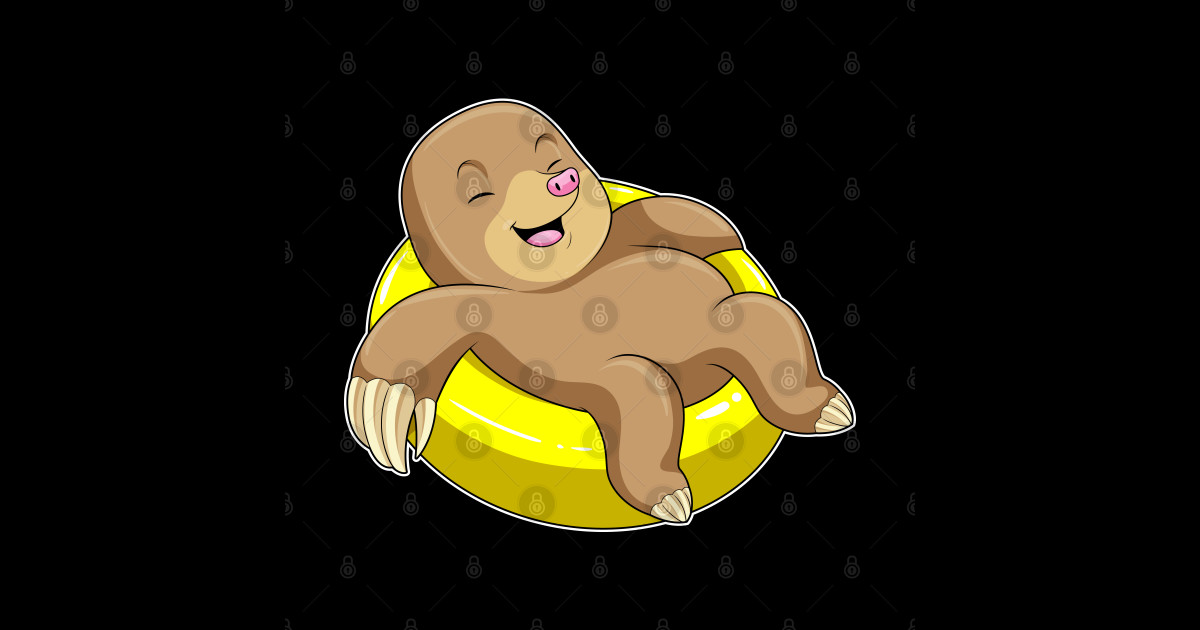 Mole at Swimming with Lifebuoy - Mole - Sticker | TeePublic
