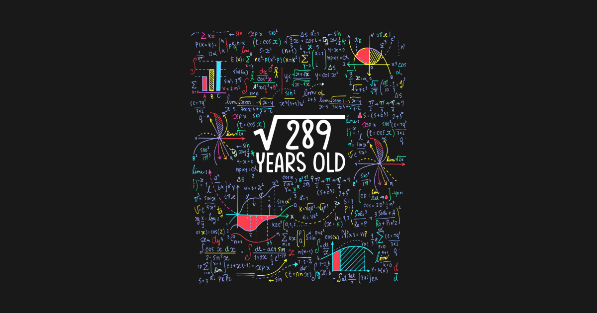 Square Root Of 289 17th Birthday Funny 17 Year Old Gift Math - Square ...