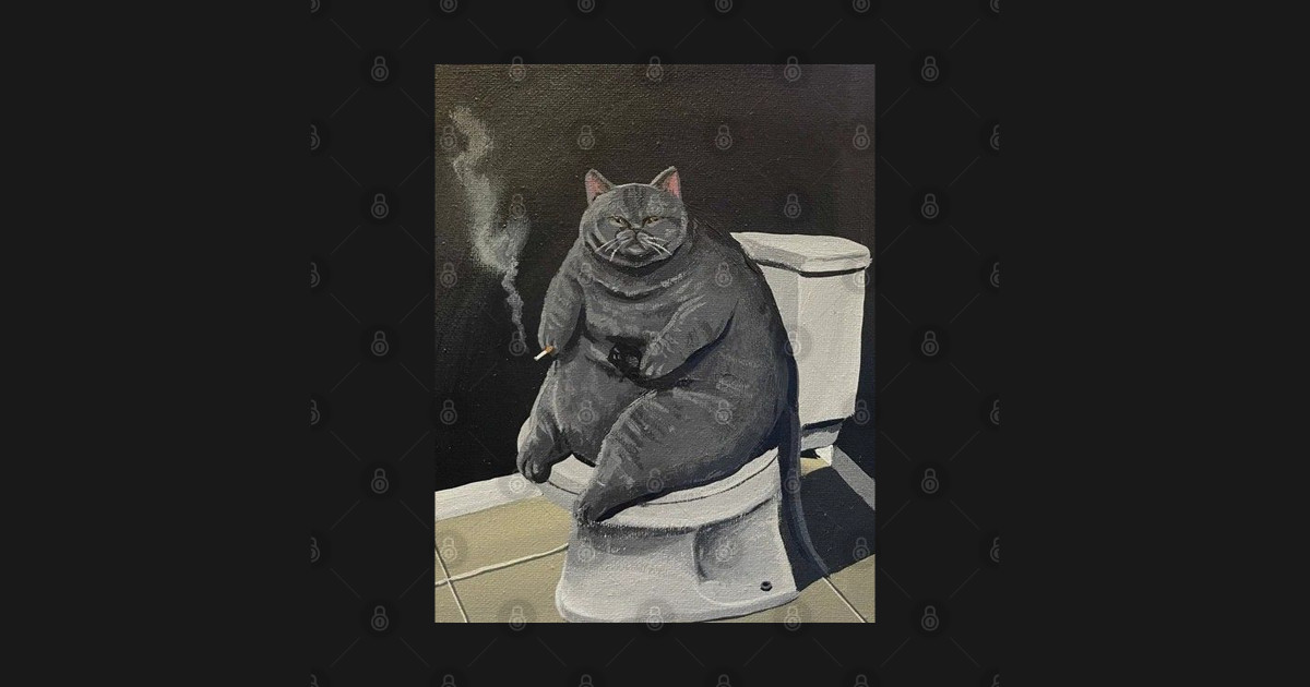 Cat Smoking on Toilet - Cat Smoking - T-Shirt | TeePublic