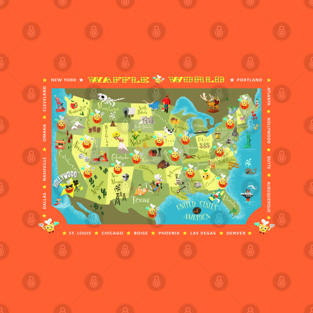 Waffle World Map - Bolt - Pin | TeePublic