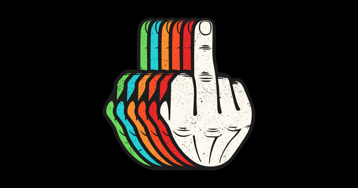 Middle Finger Hand Gesture Retro Rainbow Trail - Middle Finger ...