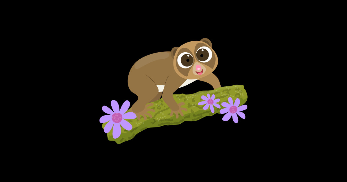 Cute slow loris flowers cartoon kids illustration - Slow Loris ...