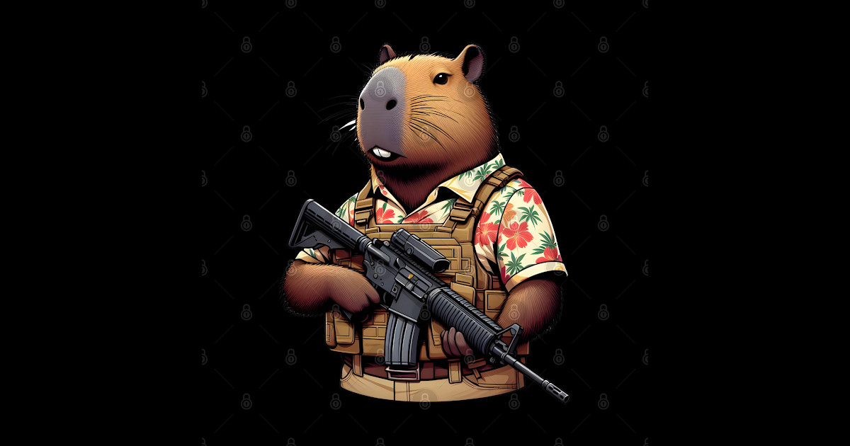 tactical capybara - Capybara - Sticker | TeePublic