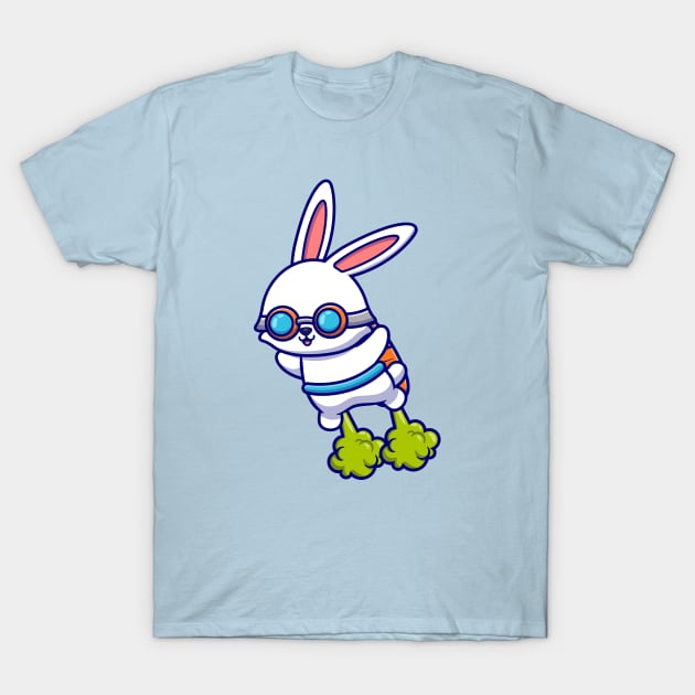 Cute Rabbit Flying With Carrot Rocket - Bunny - T-Shirt | TeePublic
