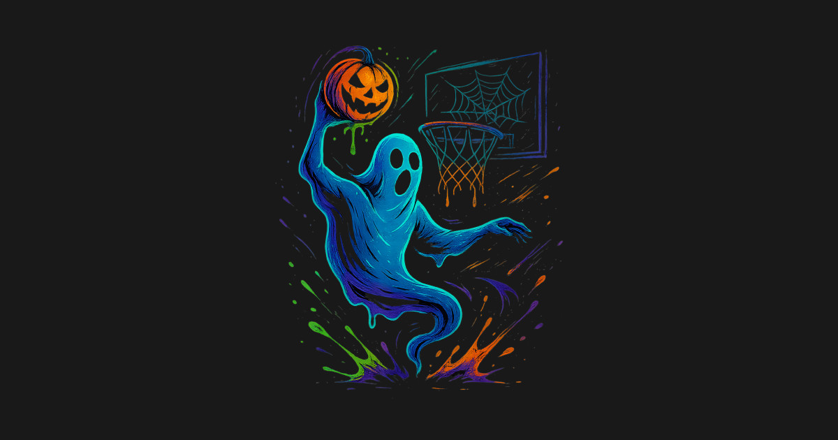 Basketball Halloween Ghost Bball Player Spooky - Halloween Basketball ...