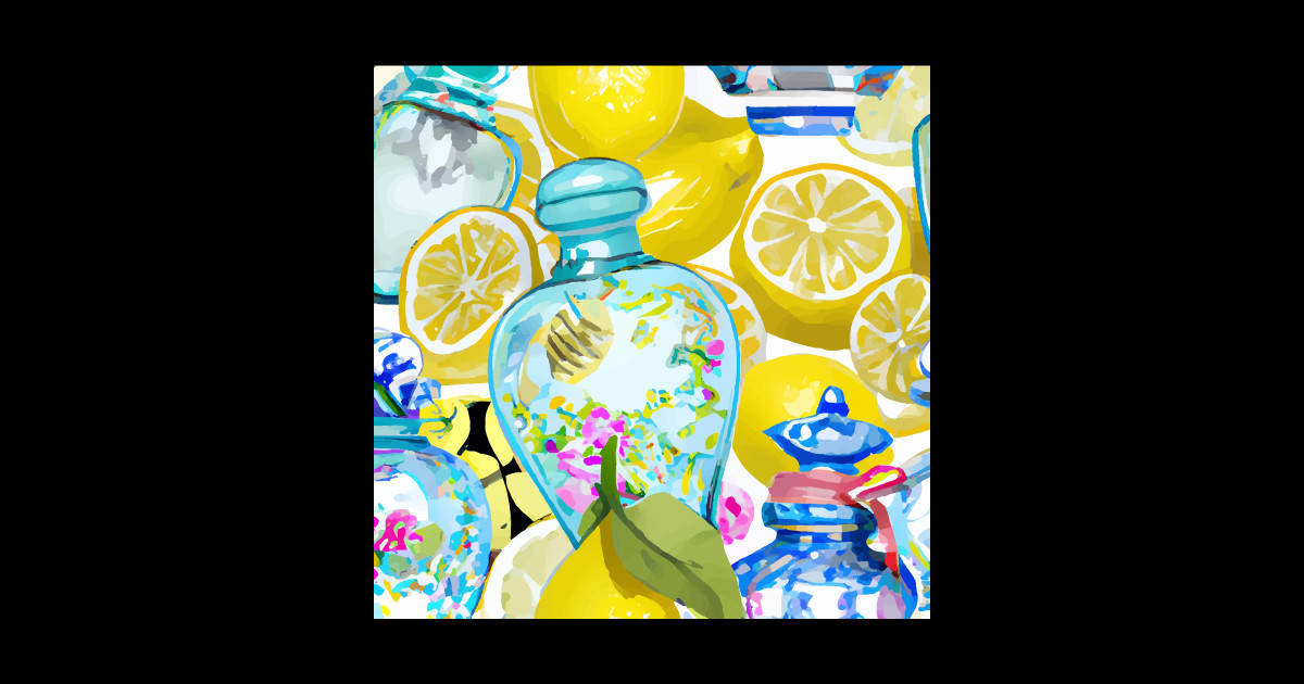 Lemons, chinoiserie jars and snuff bottles - Lemons - Sticker | TeePublic