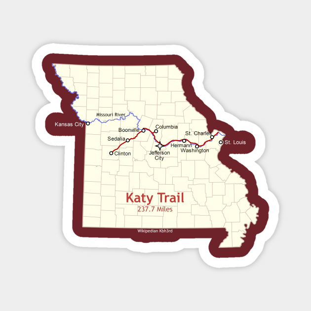 Route Map Design, The Katy Trail - Rail Trails - Magnet | TeePublic