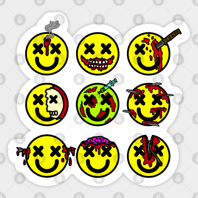 Smiley Face Death - Smiley Face - Sticker | TeePublic
