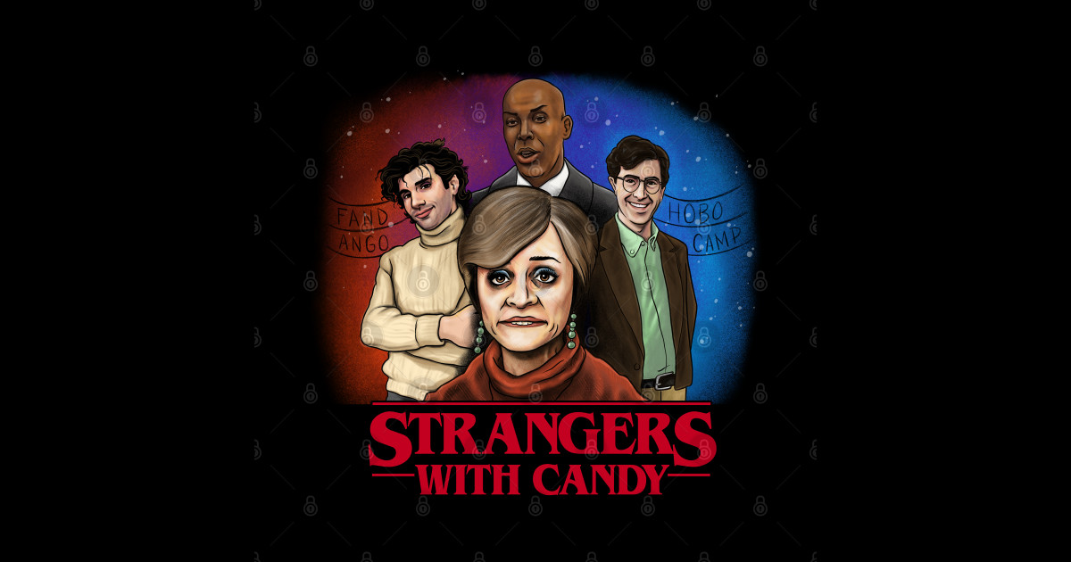 Stranger Things with Candy - Strangers With Candy - Sticker | TeePublic