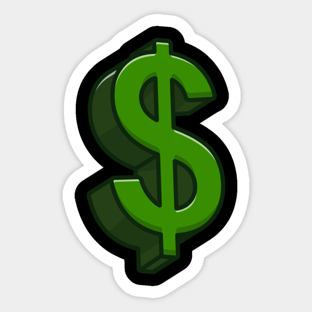 Dollar Sign Cartoon - Dollar Sign Cartoon - Sticker | TeePublic