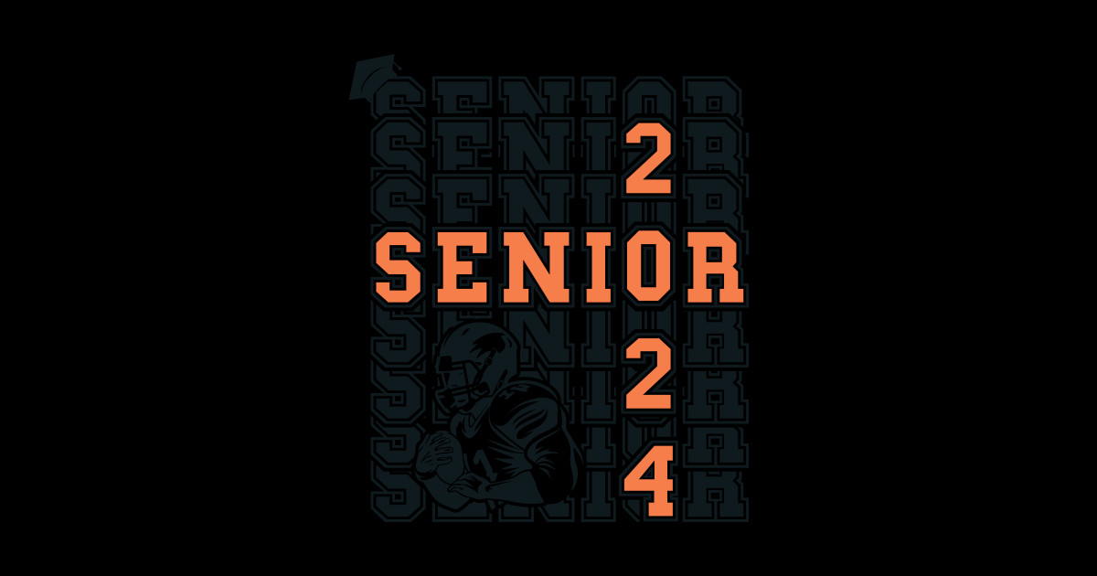 Senior Football Player Grad Retro Sport Tipography 2024 Graduation ...