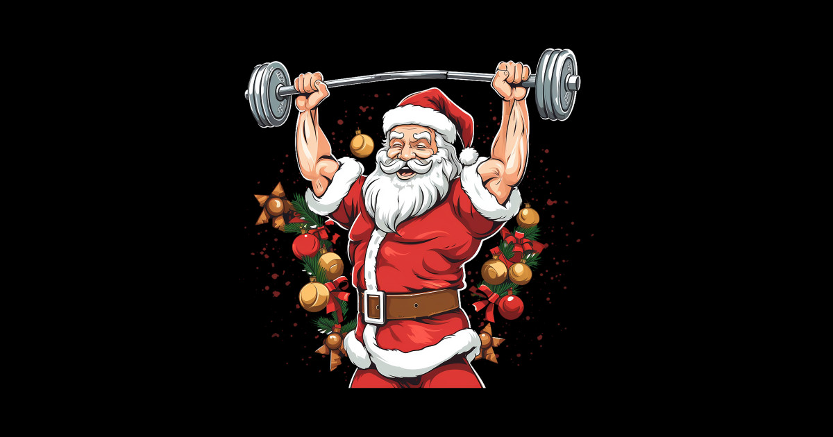santa lifting - Lifting Weights - Sticker | TeePublic