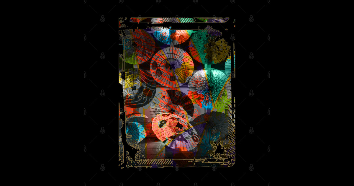 Japan Nightlife Lantern Fan Light Collage Art 94 - Japanese - Sticker ...