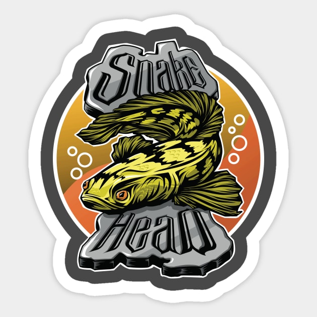 Snake head fish with circle background - Snake Head - Sticker | TeePublic