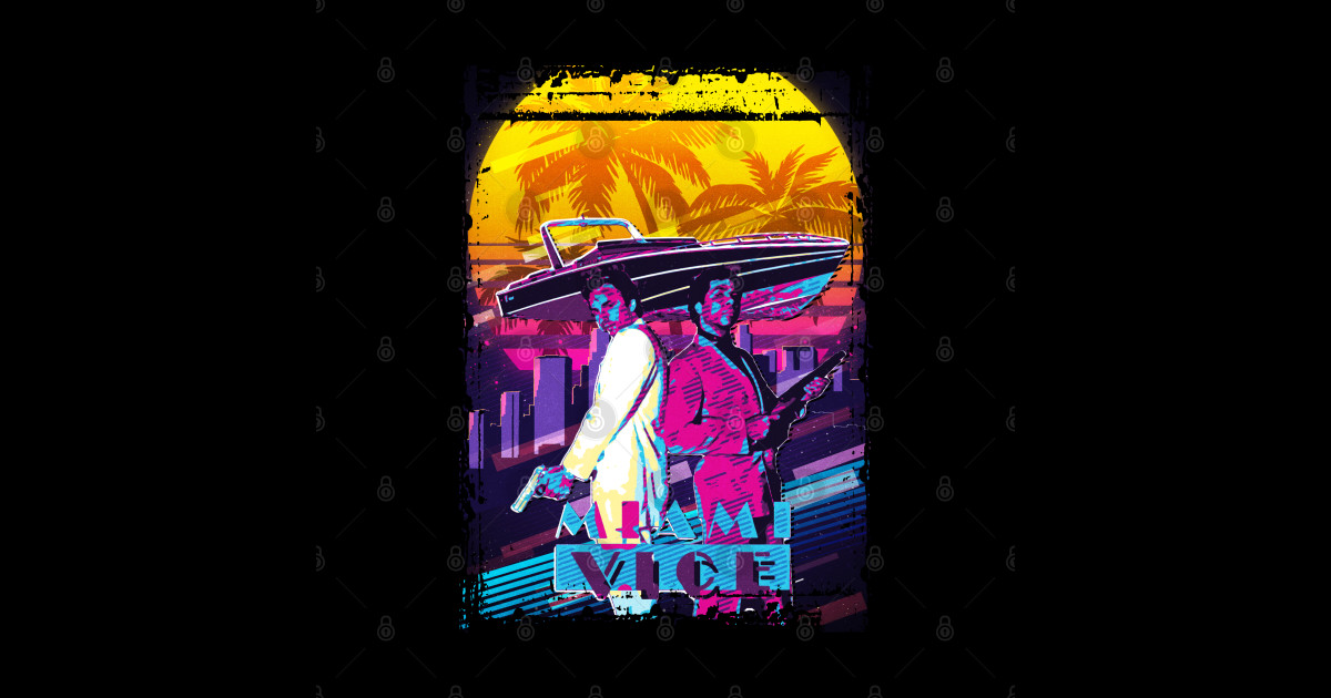 Sonny and Rico retro art - Miami Vice - Sticker | TeePublic