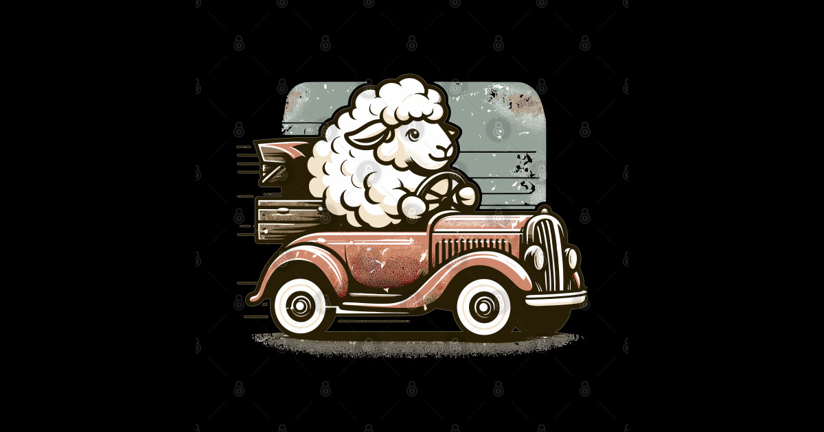 Sheep Driving Car - Sheep - Sticker | TeePublic