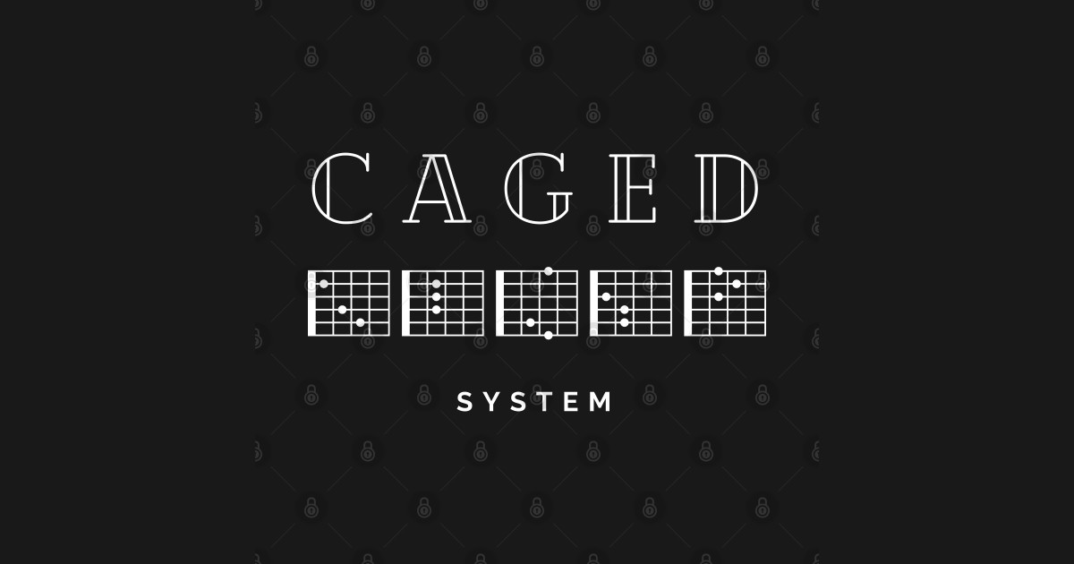Caged System Guitar Chords Dark Theme - Caged - T-Shirt | TeePublic