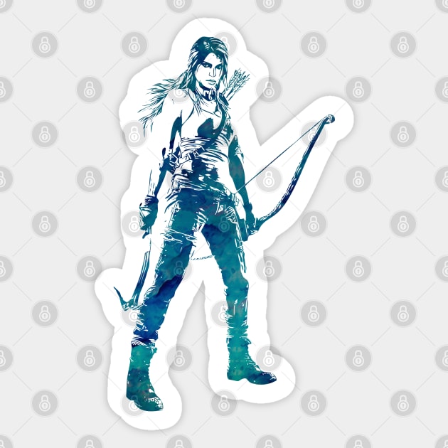 LARA the Legend Watercolor stencil art style - Lara - Sticker | TeePublic