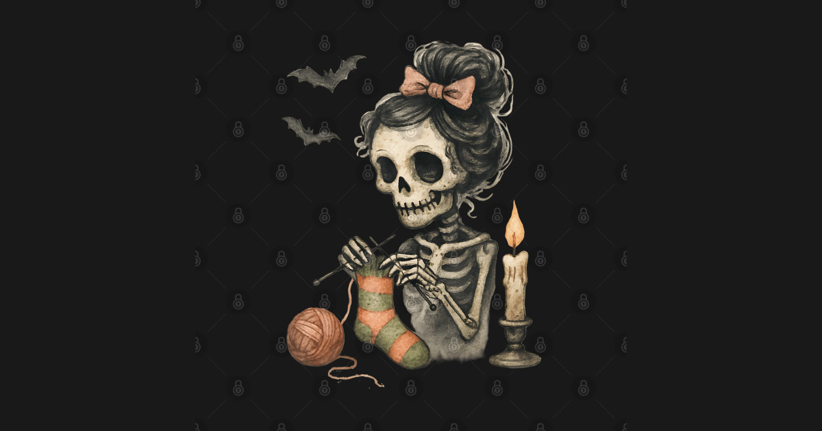 Skeleton Knitting Crochet Yarn Halloween - Cute Skeleton Knitting - T ...