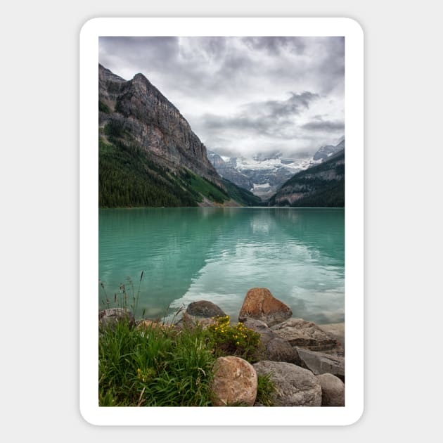 The Calm Shores of Lake Louise - Alberta - Sticker | TeePublic