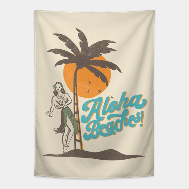 Aloha Beaches Hula Girl Hawaii Retro Funny - Aloha Beaches - Tapestry ...