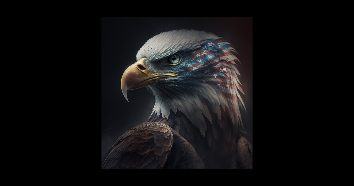 Traditional American Eagle and Flag - American - Sticker | TeePublic