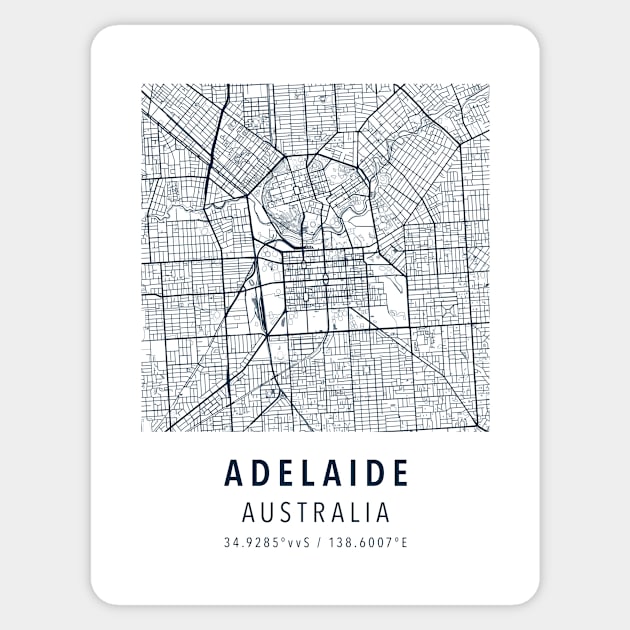 adelaide simple map - Maps - Sticker | TeePublic