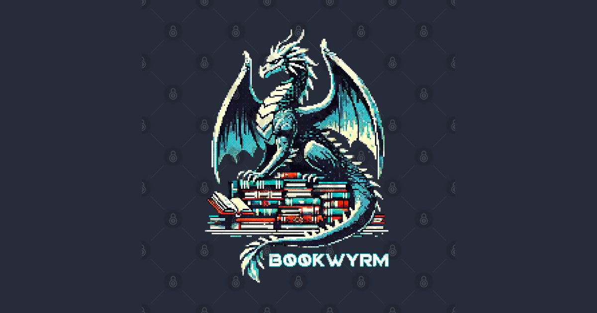 Retro Pixel Art Book Wyrm – Dragon Guardian of Books for Fantasy Lovers ...