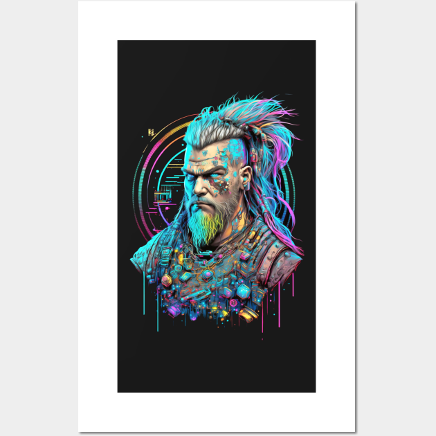 Neon Cyberpunk Viking - V1.14 - Steampunk - Posters and Art Prints ...