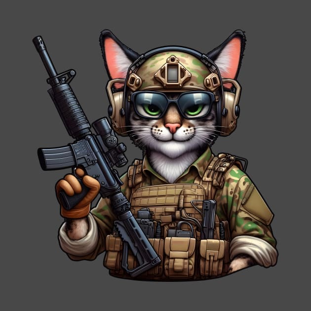Tactical Cat - Cat - T-Shirt | TeePublic