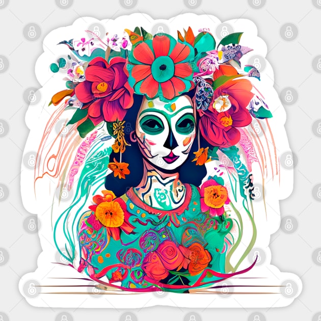 Catrina full color - Catrina Skull - Sticker | TeePublic