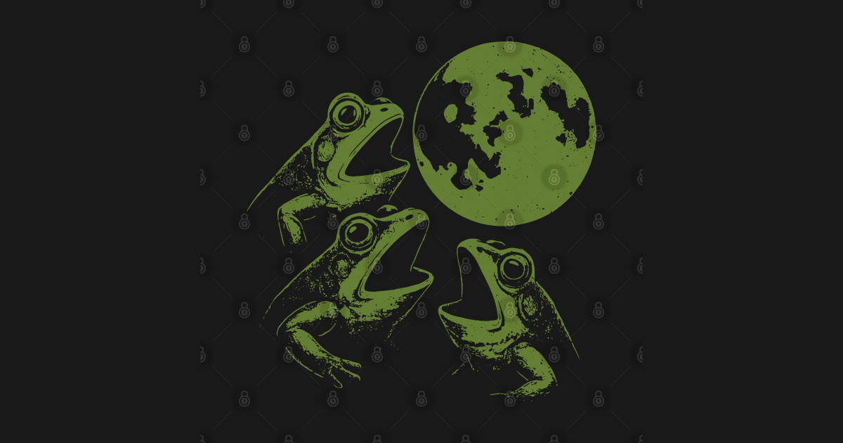 Vintage Three Frogs Under the Full Moon - Frogs - T-Shirt | TeePublic