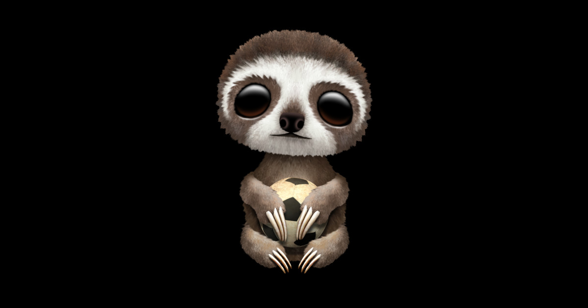 Cute Baby Sloth With Football Soccer Ball - Soccer - Posters and Art ...