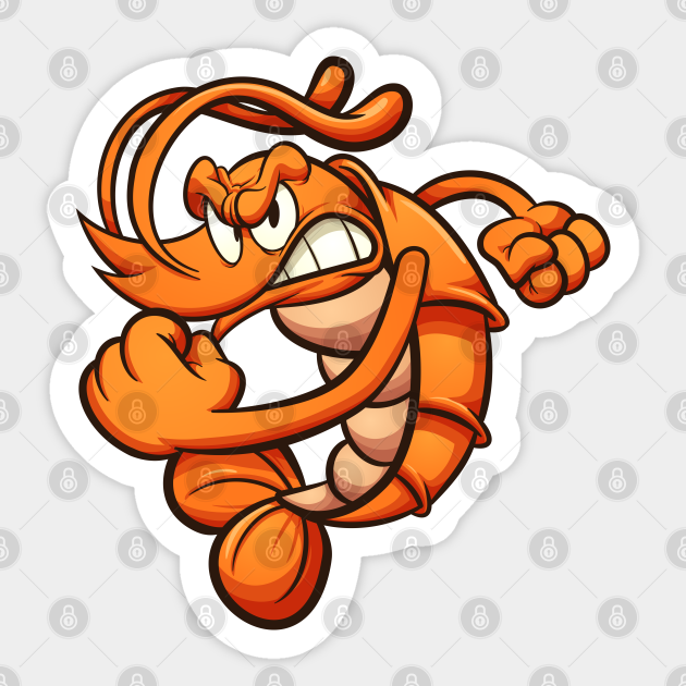 Angry cartoon shrimp - Shrimp - Sticker | TeePublic