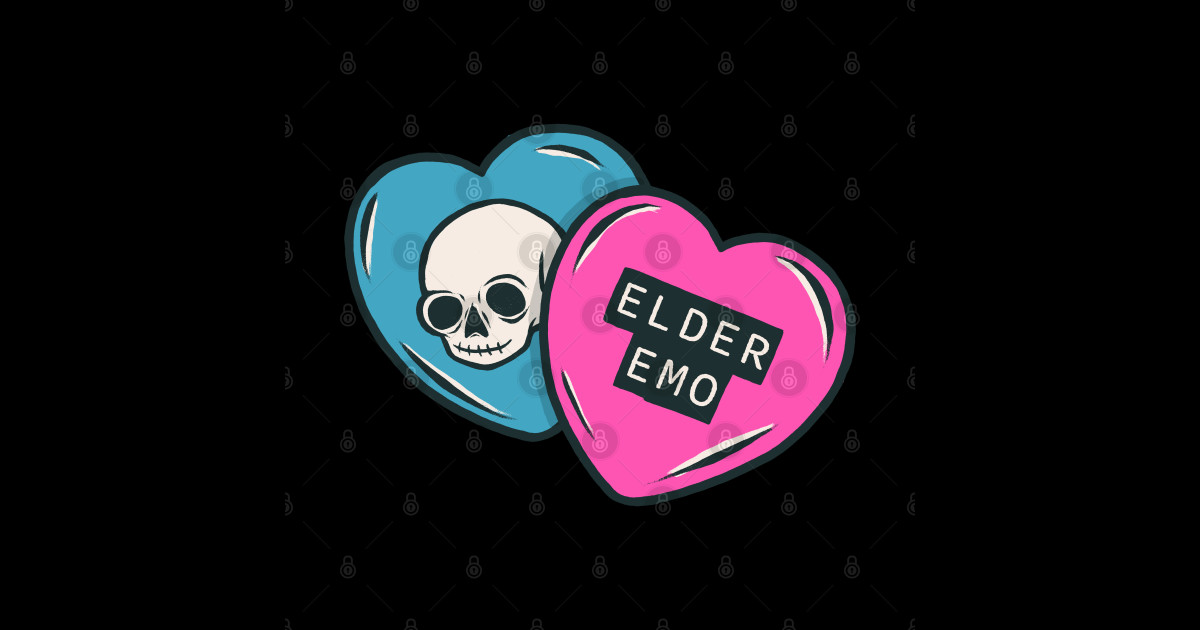Elder Emo Blue and Pink Candy Hearts - Elder Emo - Sticker | TeePublic