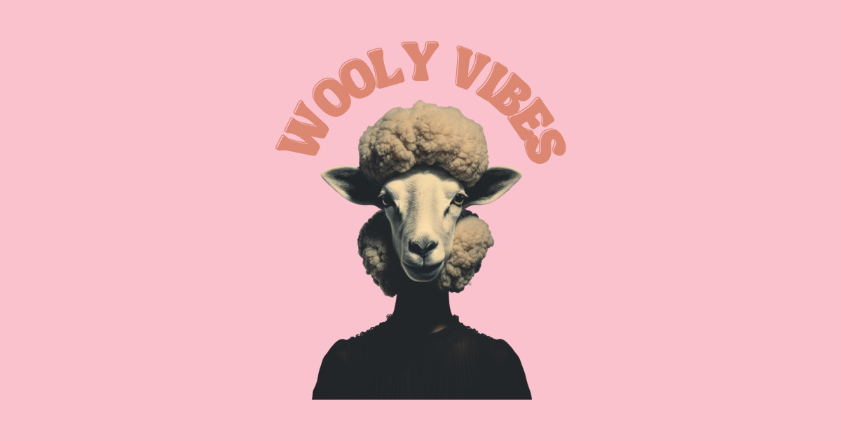 Wooly Vibes- Retro Sheep Girl Vintage Collage - Sheep Lover - T-Shirt ...