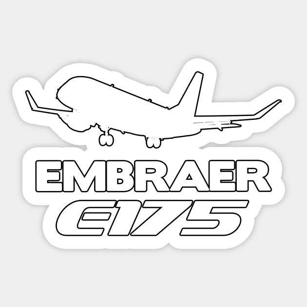 Embraer E175 Silhouette Print (White) - E175 - Sticker | TeePublic