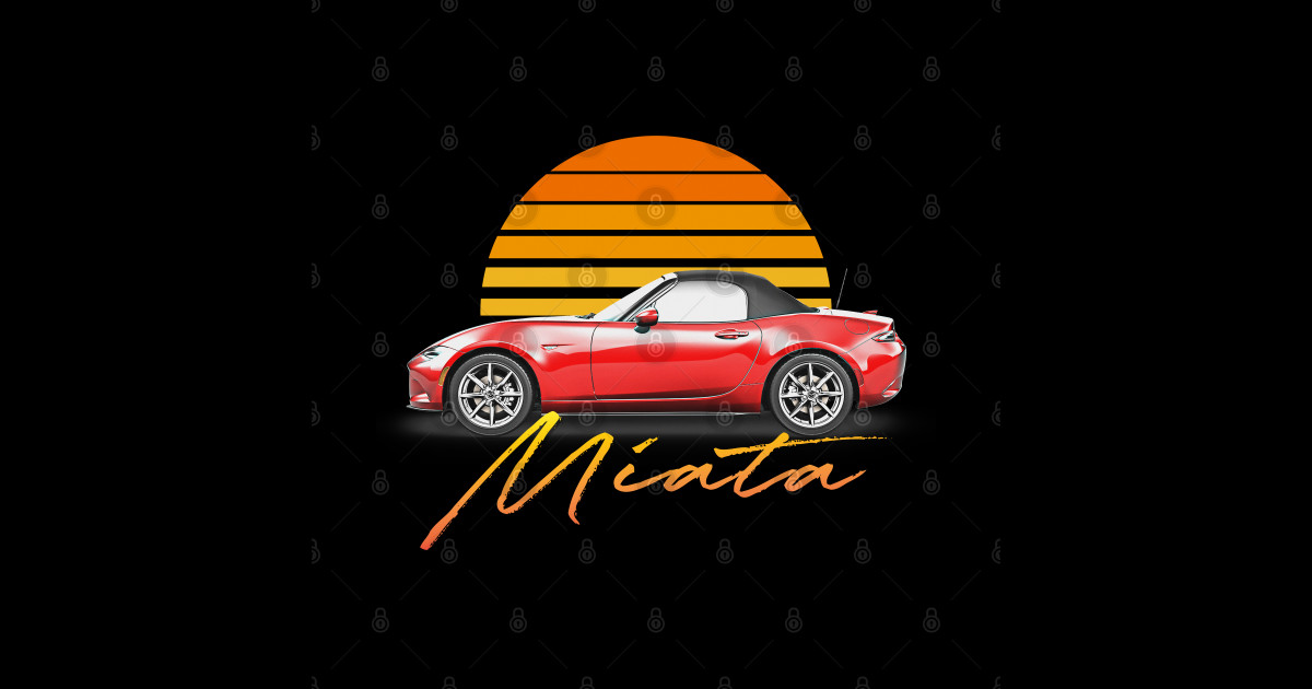 Mazda Miata (Red) / Retro Style Sunset Design - Miata - Posters and Art ...