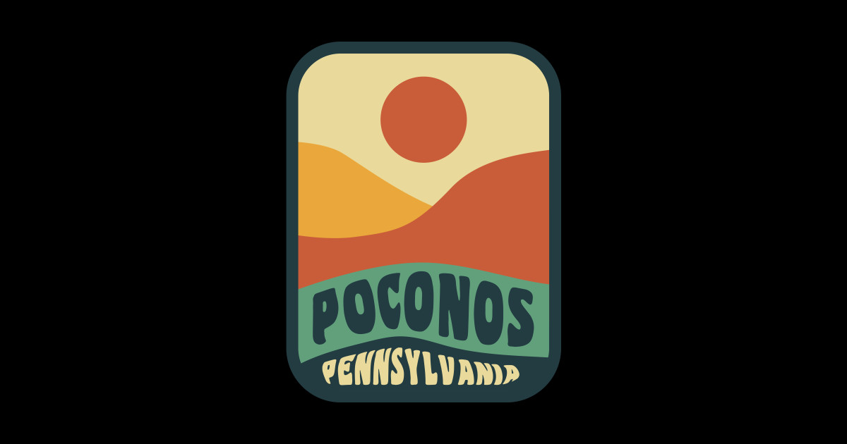 Pocono Mountains Pennsylvania Retro Sunset Badge - Poconos - Sticker ...