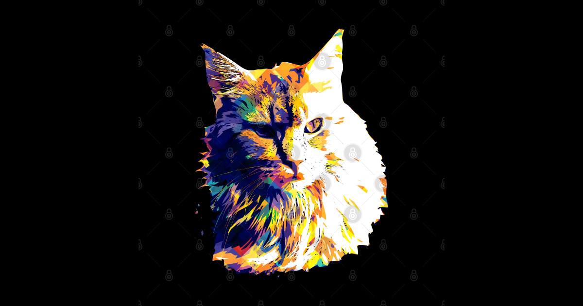 cute cat wpap popart - Cat Wpap - Sticker | TeePublic