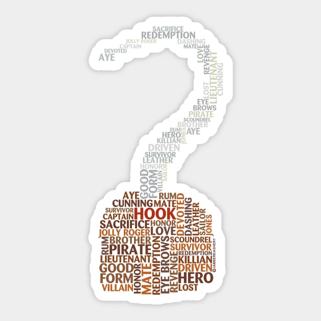 Captain Hook/Killian Jones Typography - Captain Hook - Sticker | TeePublic