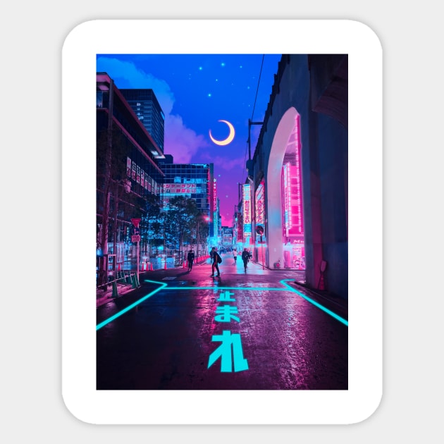 Cyber Alley (Tokyo) - Synthwave - Sticker | TeePublic
