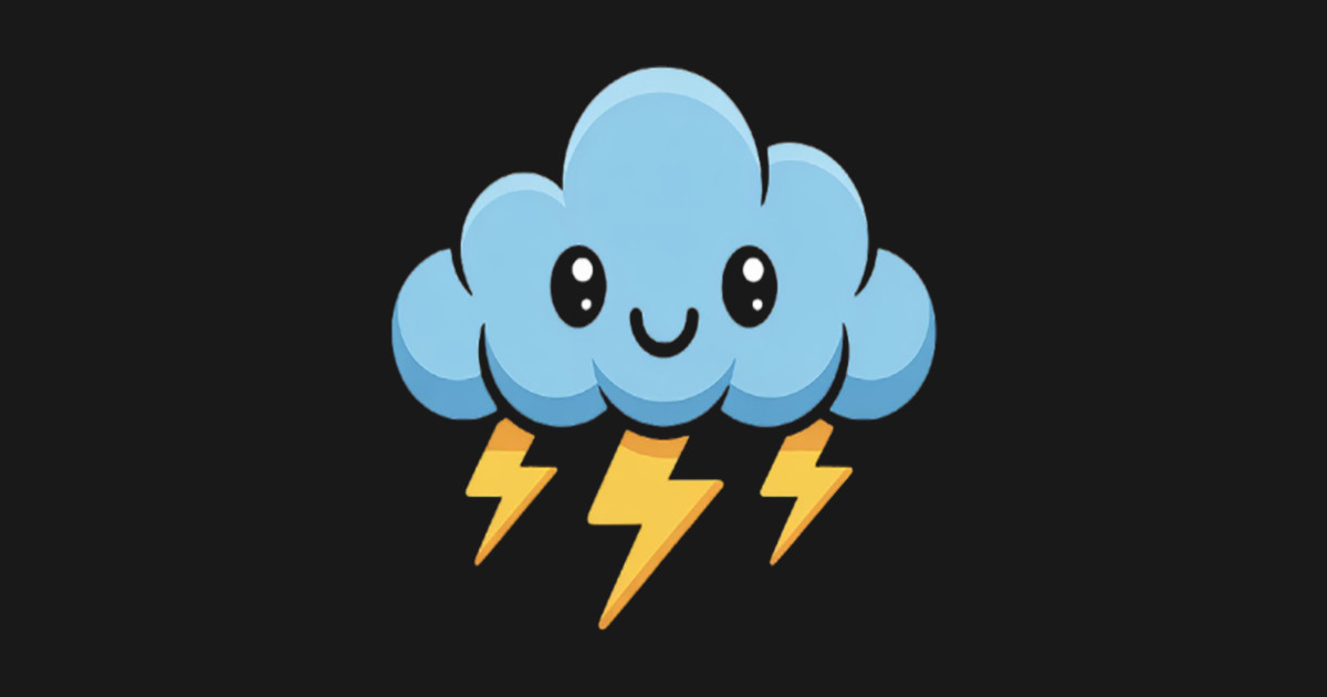 Kawaii Smiling Thundercloud Vector Cute Happy Storm Cloud - Kawaii ...