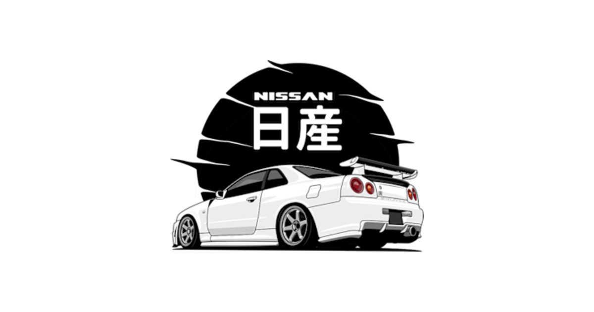Nissan Skyline r34 GTR, JDM Car - Nissan Skyline Gtr R34 - T-Shirt ...