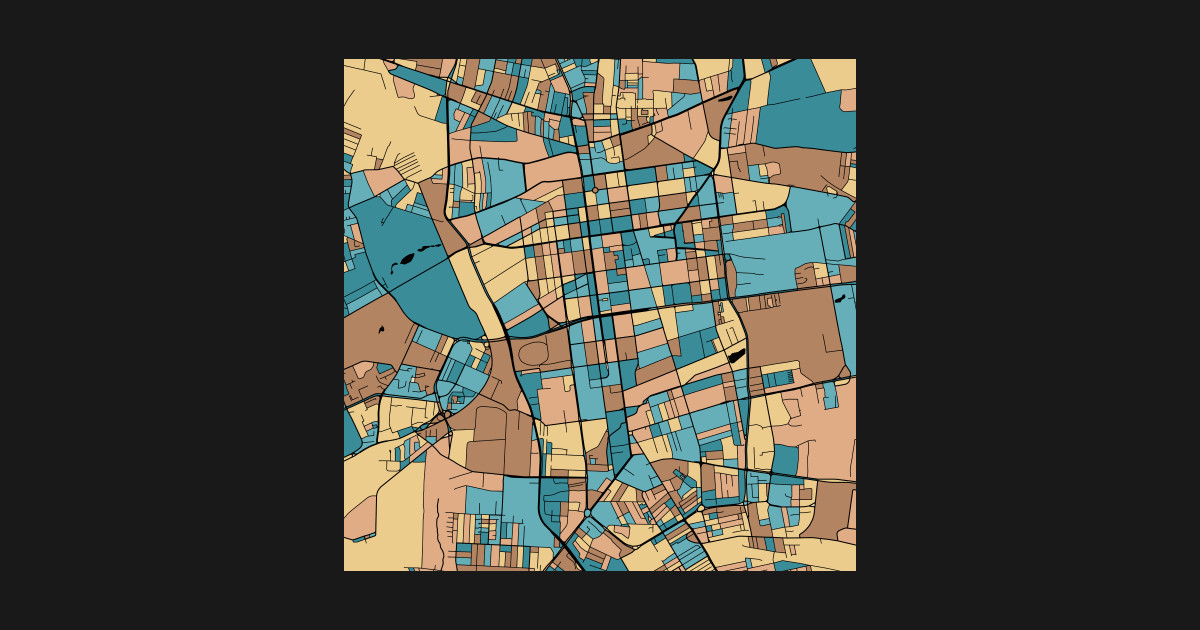 Lódz Map Pattern in Mid Century Pastel - Ldz Map - T-Shirt | TeePublic