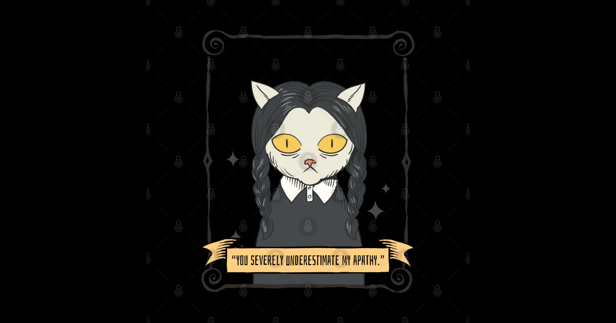 Wednesday Addams Funny Cat - Wednesday Addams - Sticker | TeePublic