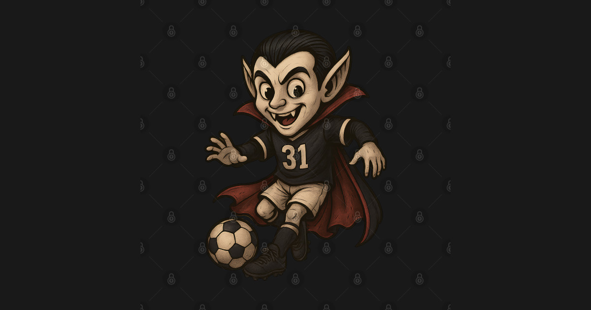Halloween Vampire Soccer Player Spooky Count Dribbling Design ...
