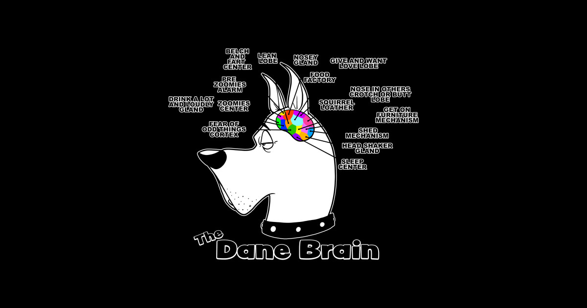 Dane Brain Cropped Ears - Great Dane - Sticker | TeePublic