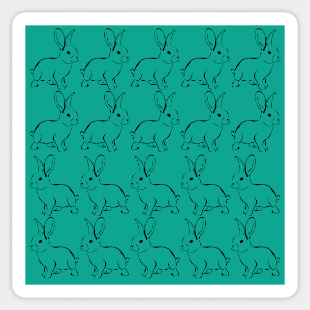 Teal Green Bunny Rabbits - Teal Green - Sticker | TeePublic