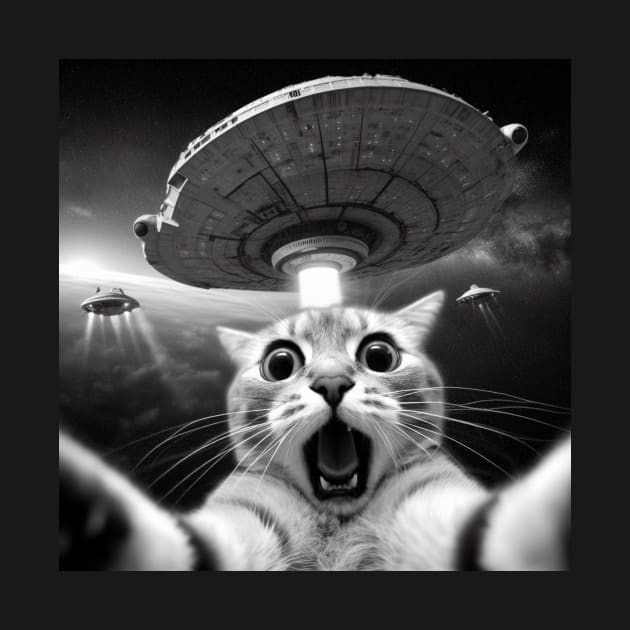 Funny Cat Selfie With Ufo's - Funny Cat Selfie With Ufos - T-Shirt ...